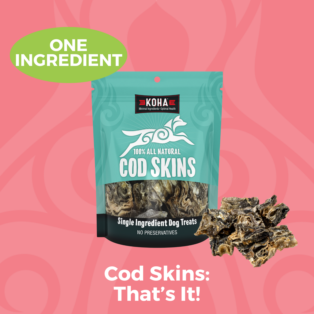 All Natural Treats Air Dried Single Ingredient Cod Skins Strips | KOHA ...