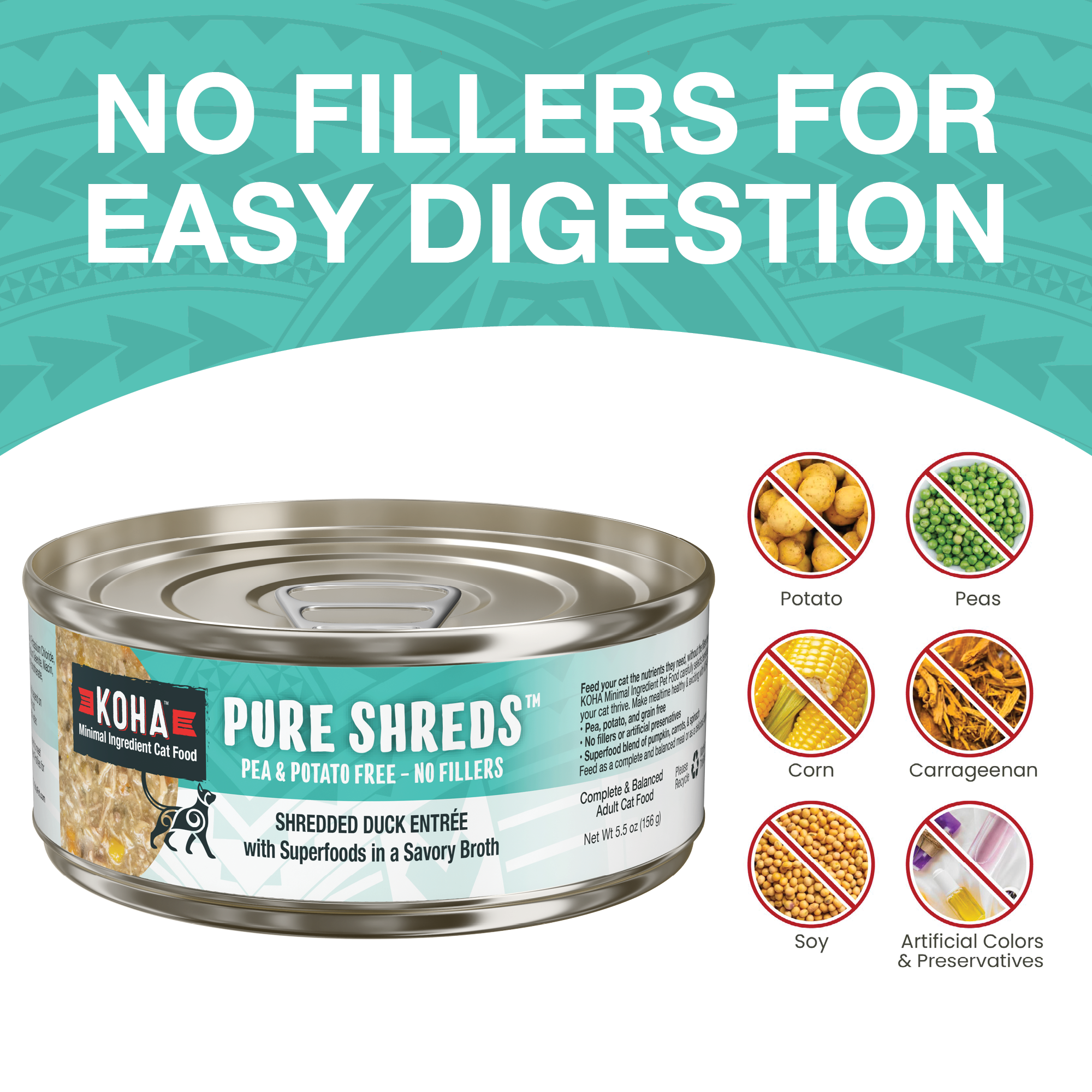 Pure Shreds Duck Entrée for Cats | KOHA Pet